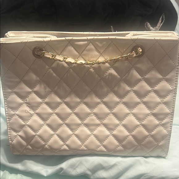 Bags | Cream Tote Bag With Quilted Texture And Structured Shape | Poshmark